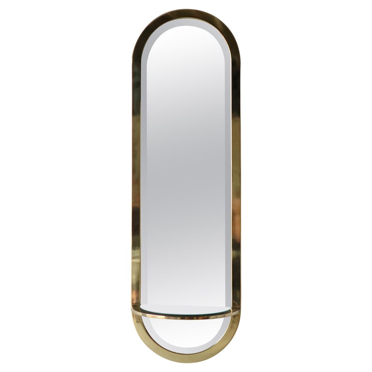 Mid-Century Brass Racetrack Wall Mirror by Pace at 1stDibs