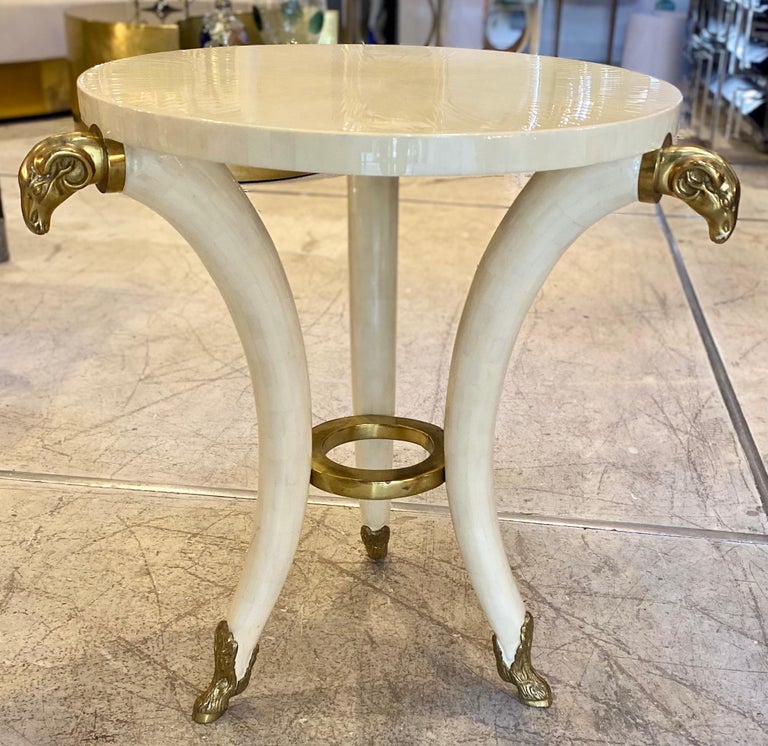 Mid-Century Brass Rams’s Head Round Table at 1stDibs