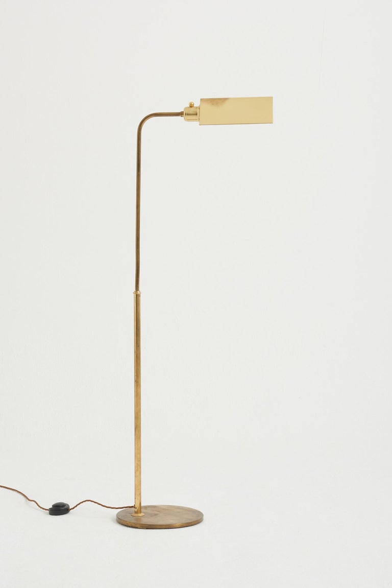 Midcentury Brass Reading Floor Lamp For Sale at 1stDibs