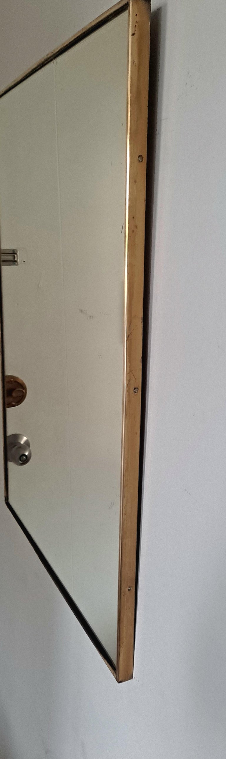 Mid Century Rectangular Brass Mirror For Sale at 1stDibs