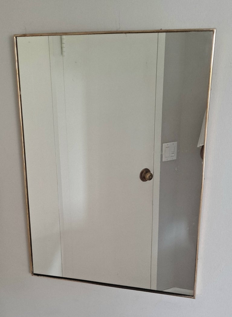 Mid Century Rectangular Brass Mirror For Sale at 1stDibs