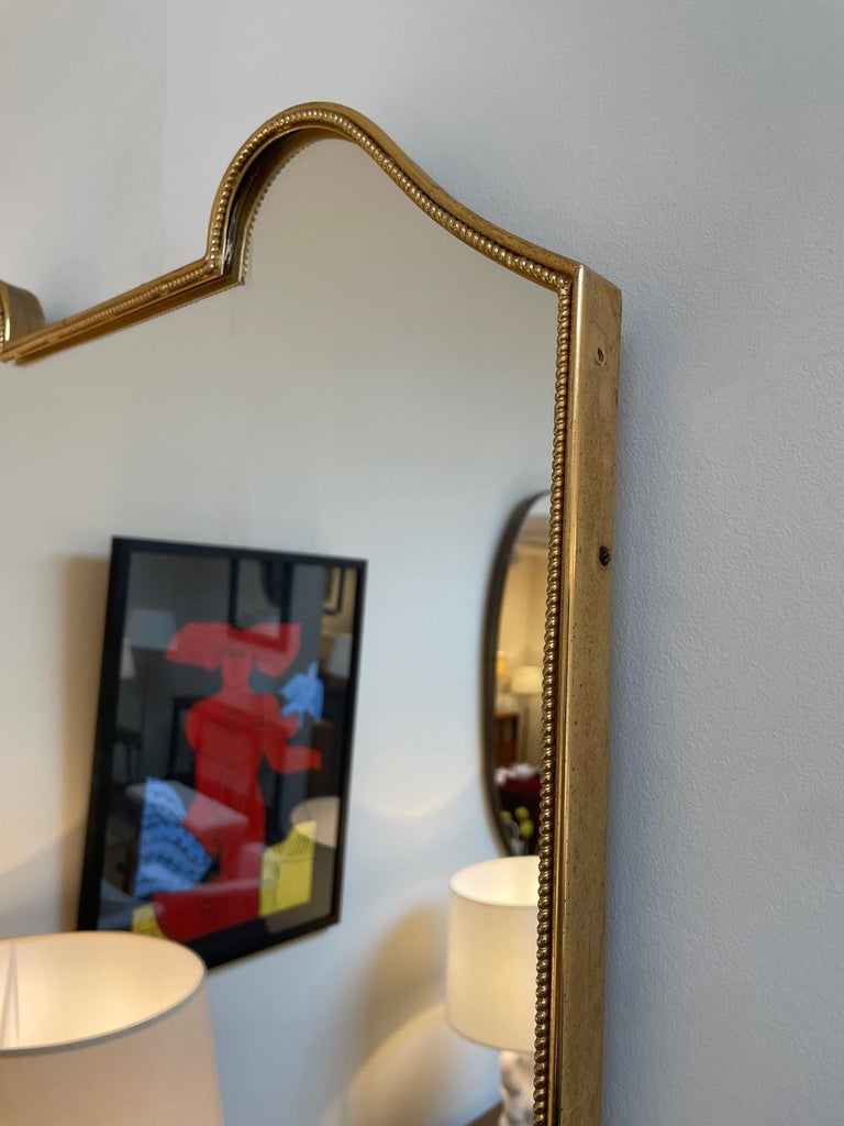 Midcentury Brass Shield Mirror For Sale at 1stDibs