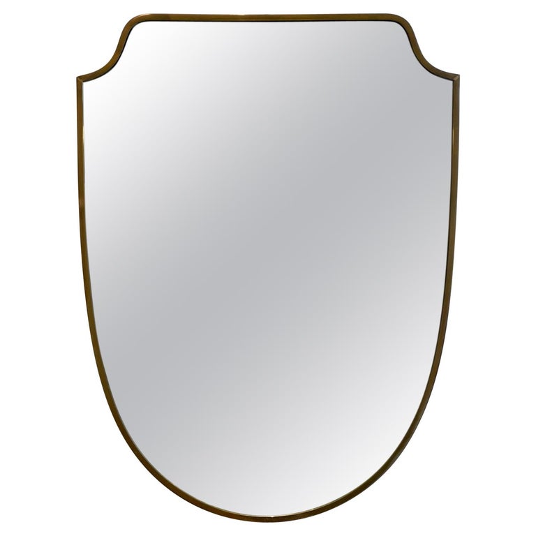 Mid-Century Brass Shield Mirror at 1stDibs