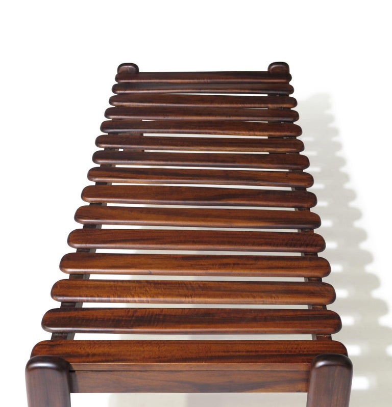 Large Mid-century Slatted Bench For Sale at 1stDibs