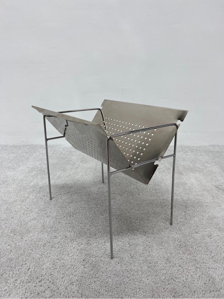 Mid-Century Brazilian Modern Perforated Chrome Magazine Rack, 1960s For ...