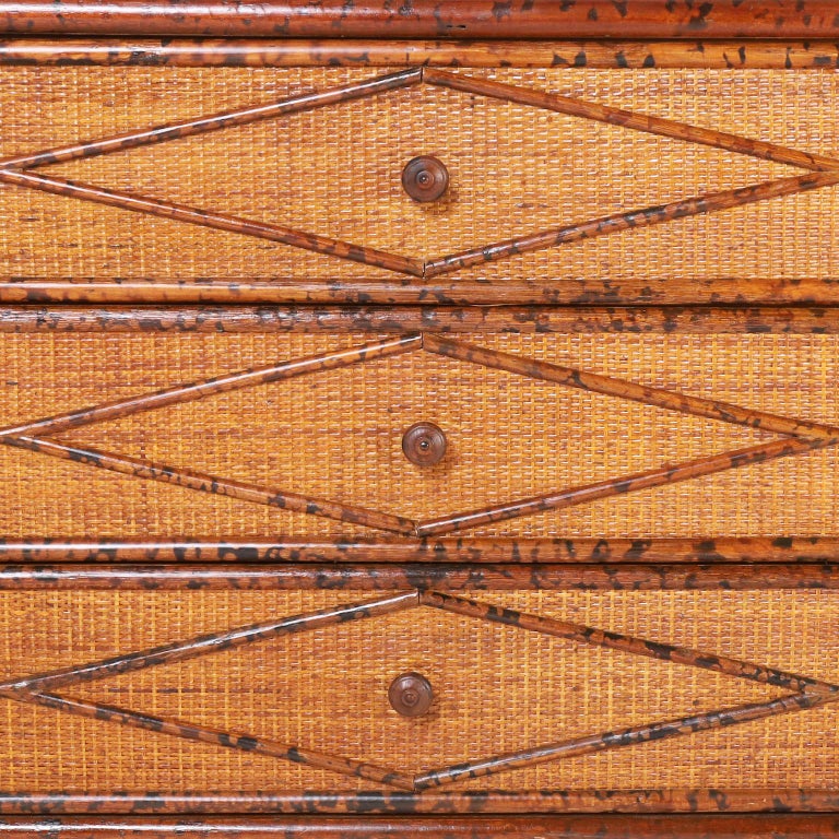 Mid-Century British Colonial Style Faux Bamboo Chest of Drawers or ...