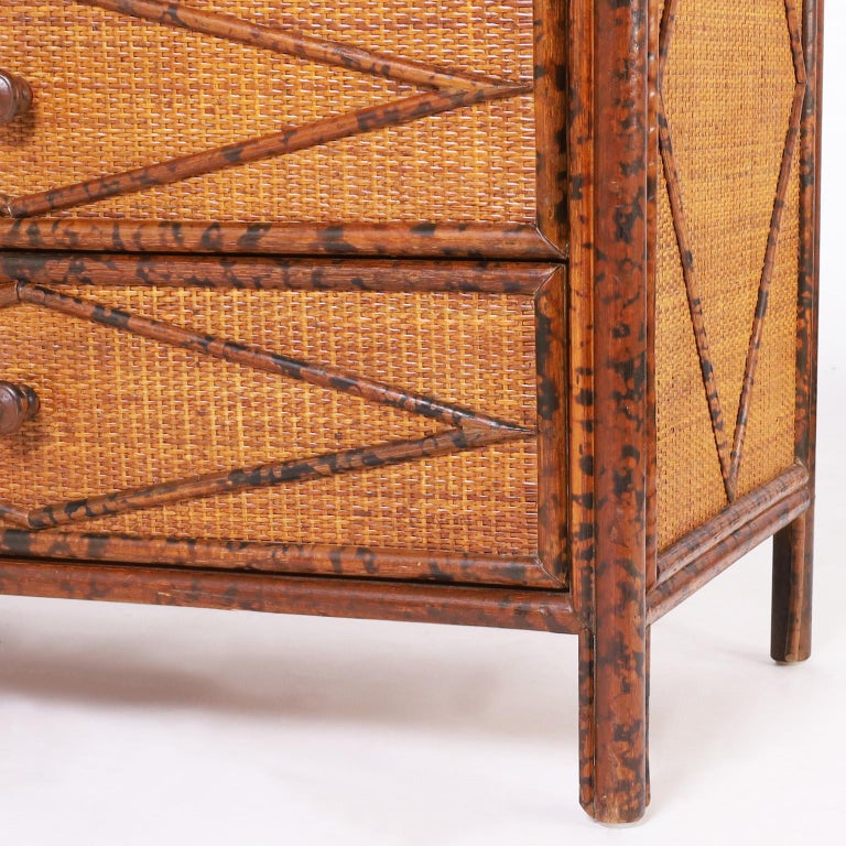 Mid-Century British Colonial Style Faux Bamboo Chest of Drawers or ...