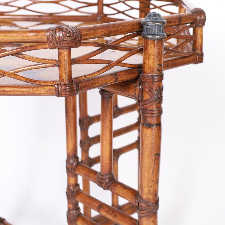 Mid Century British Colonial Style Faux Bamboo End Tables or Stands at ...