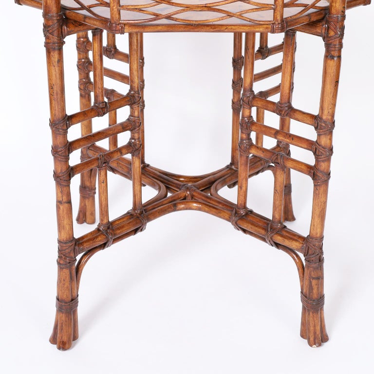 Mid Century British Colonial Style Faux Bamboo End Tables or Stands at ...