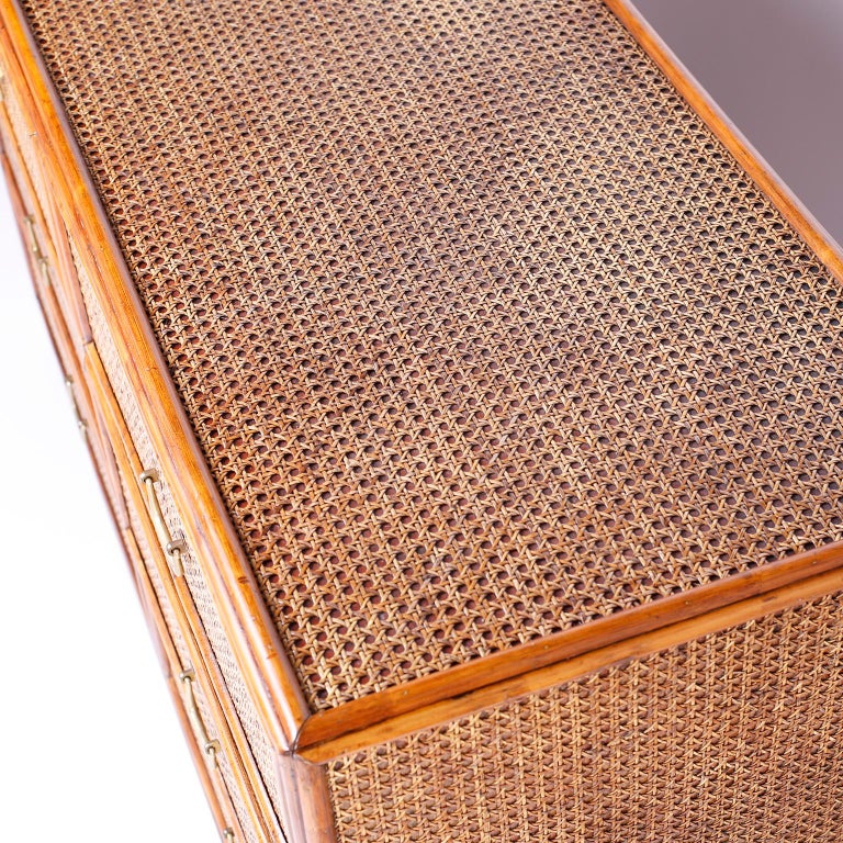 Midcentury British Colonial Style Rattan and Caned Chest of Drawers at ...