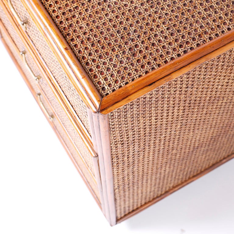 Midcentury British Colonial Style Rattan and Caned Chest of Drawers at ...