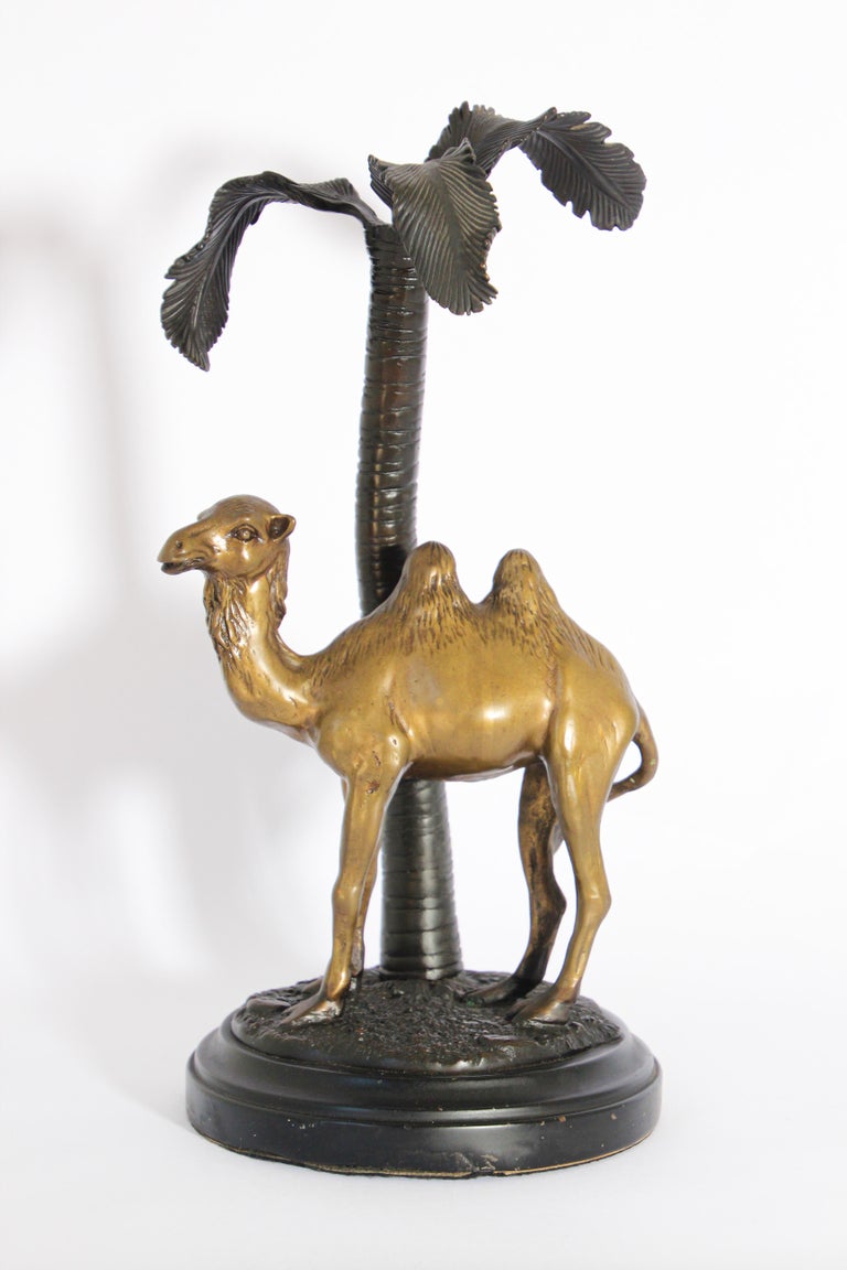 Midcentury Bronze Camel Orientalist Camel Under a Palm Tree For Sale at ...