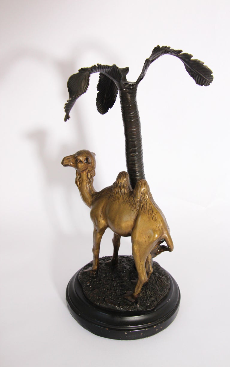 Midcentury Bronze Camel Orientalist Camel Under a Palm Tree For Sale at ...
