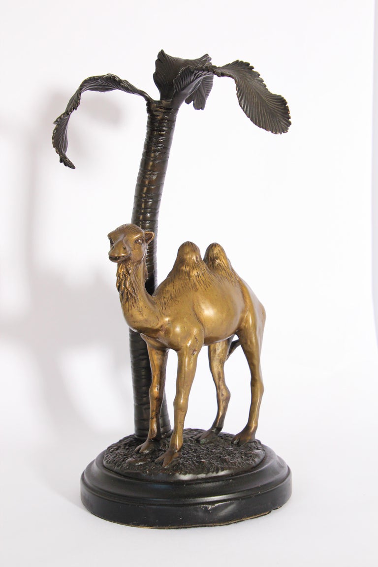 Midcentury Bronze Camel Orientalist Camel Under a Palm Tree For Sale at ...