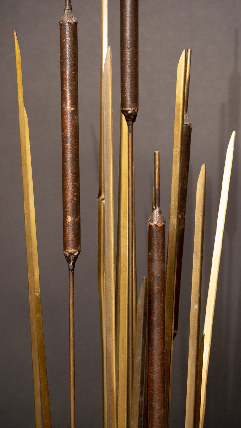 Mid-Century Bronze Cattail Sculpture Mounted on a Marble/Wood Base at ...