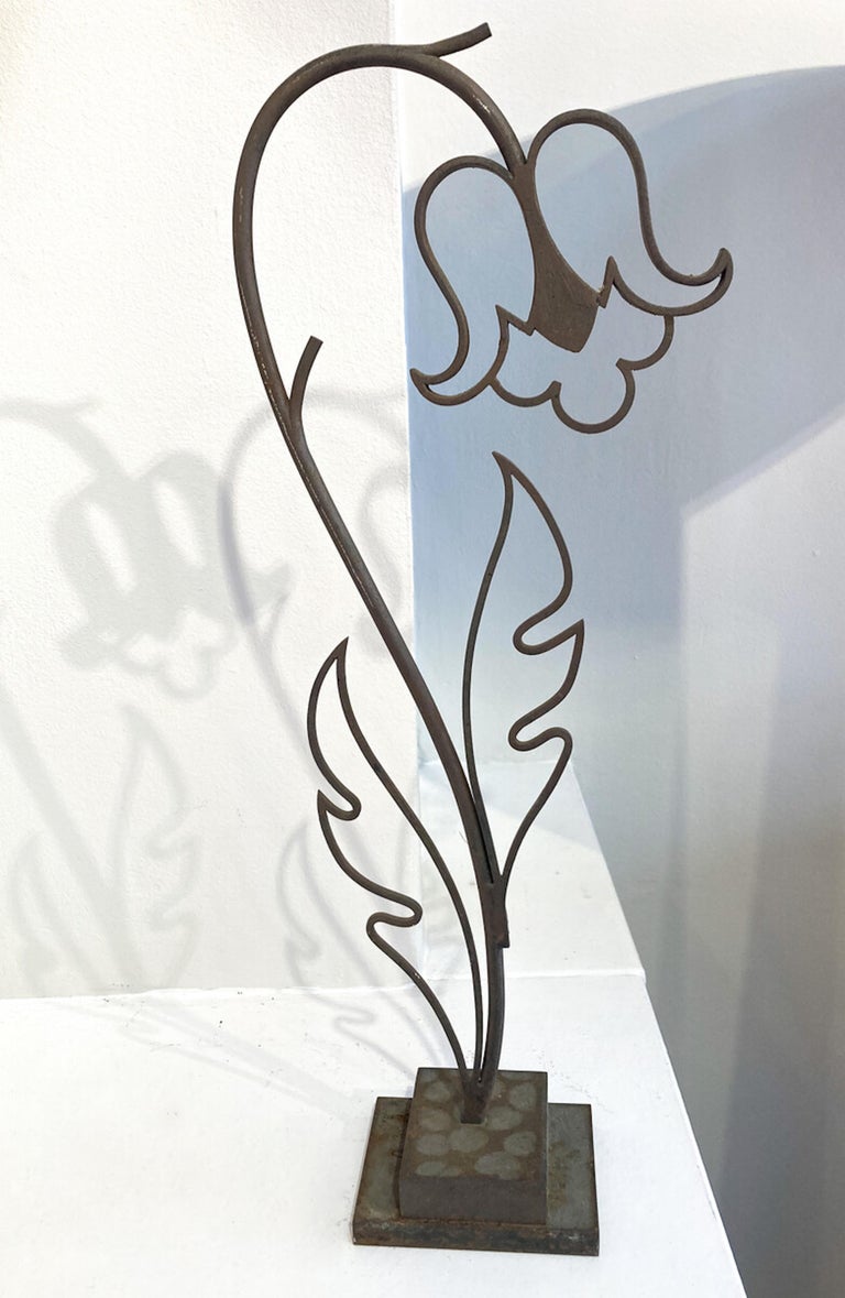 Midcentury Bronze Flower Sculpture For Sale at 1stDibs