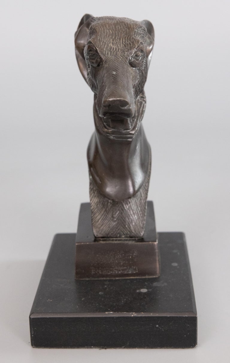 Mid-Century Bronze Greyhound Whippet Dog Bust Sculpture For Sale at 1stDibs