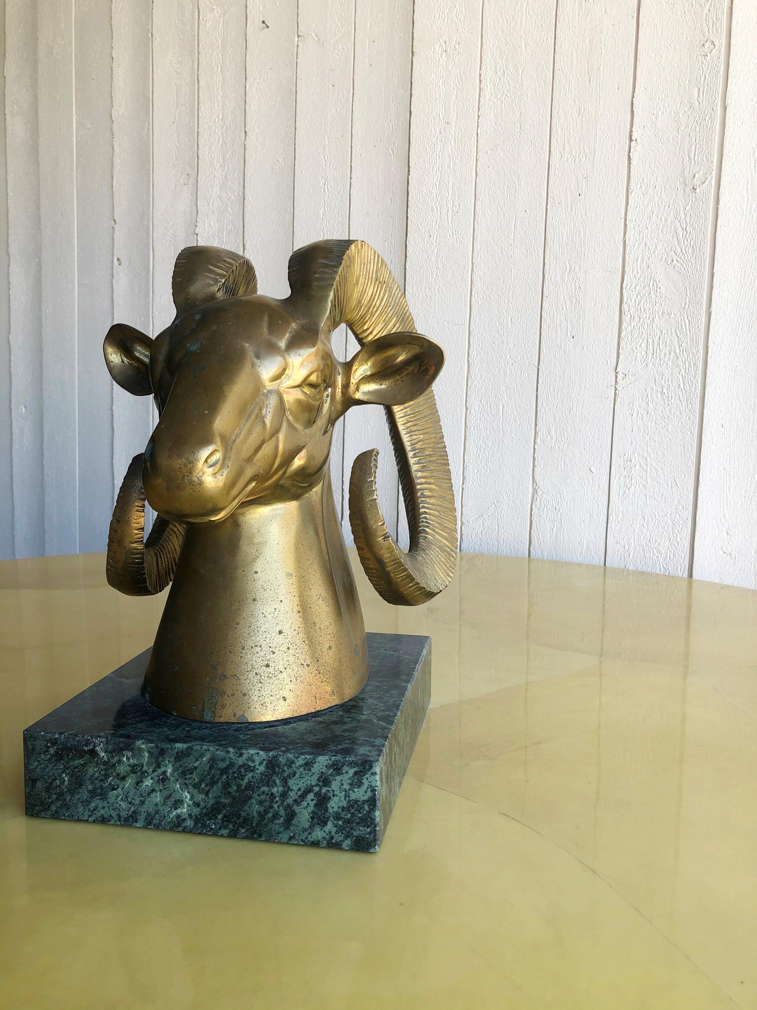 Mid-Century Bronze Rams Head Bust For Sale at 1stDibs