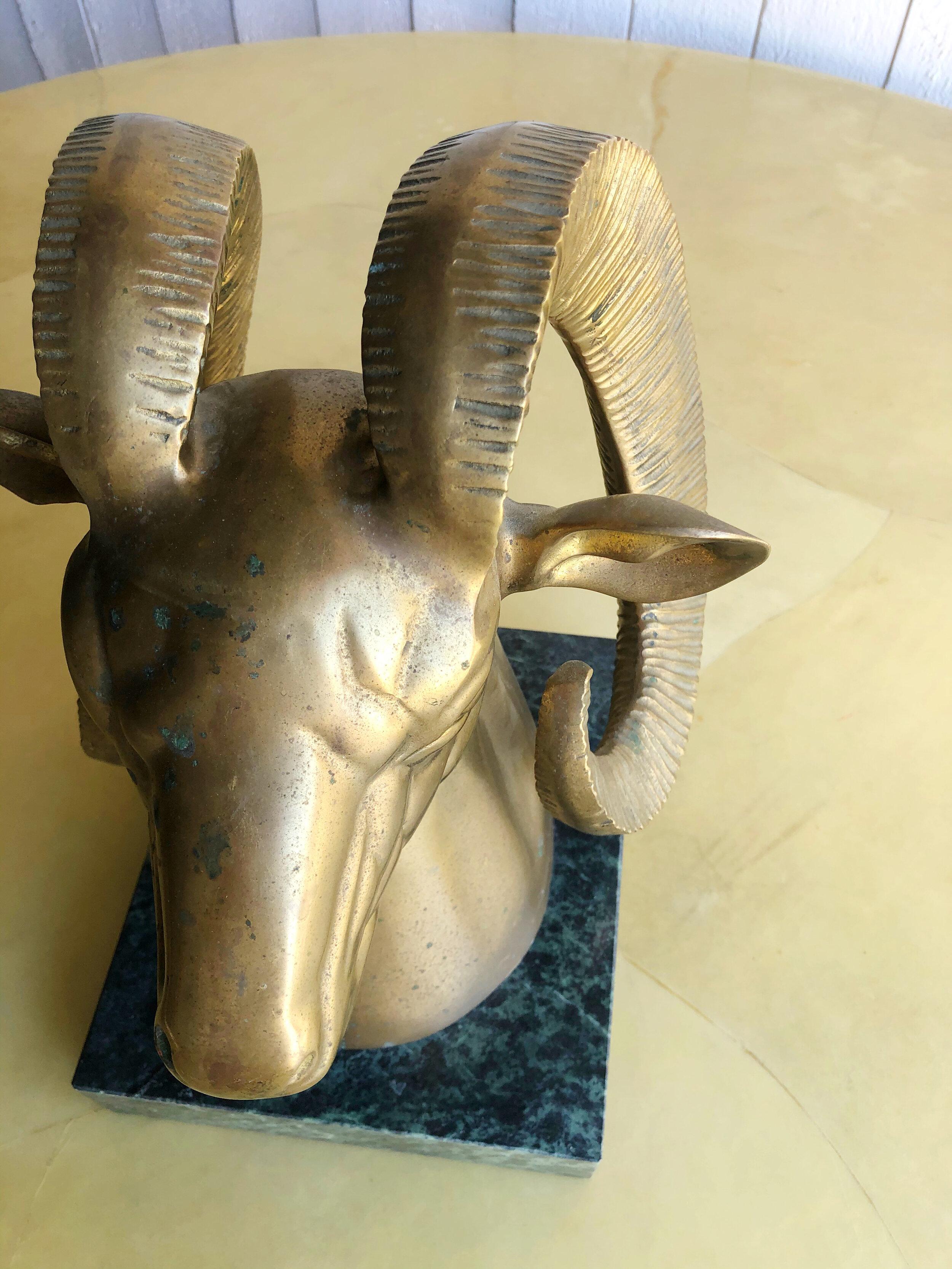 Mid-Century Bronze Rams Head Bust For Sale at 1stDibs