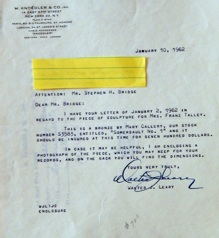 Mary Callery Midcentury Bronze Sculpture, 1959, "Somersault No. 1" For ...