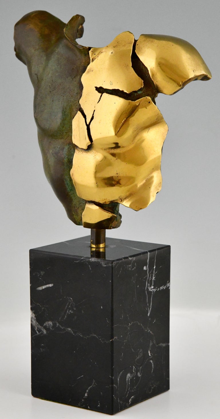 Mid Century Bronze Sculpture Male Torso by Borghese on Marble Base ...