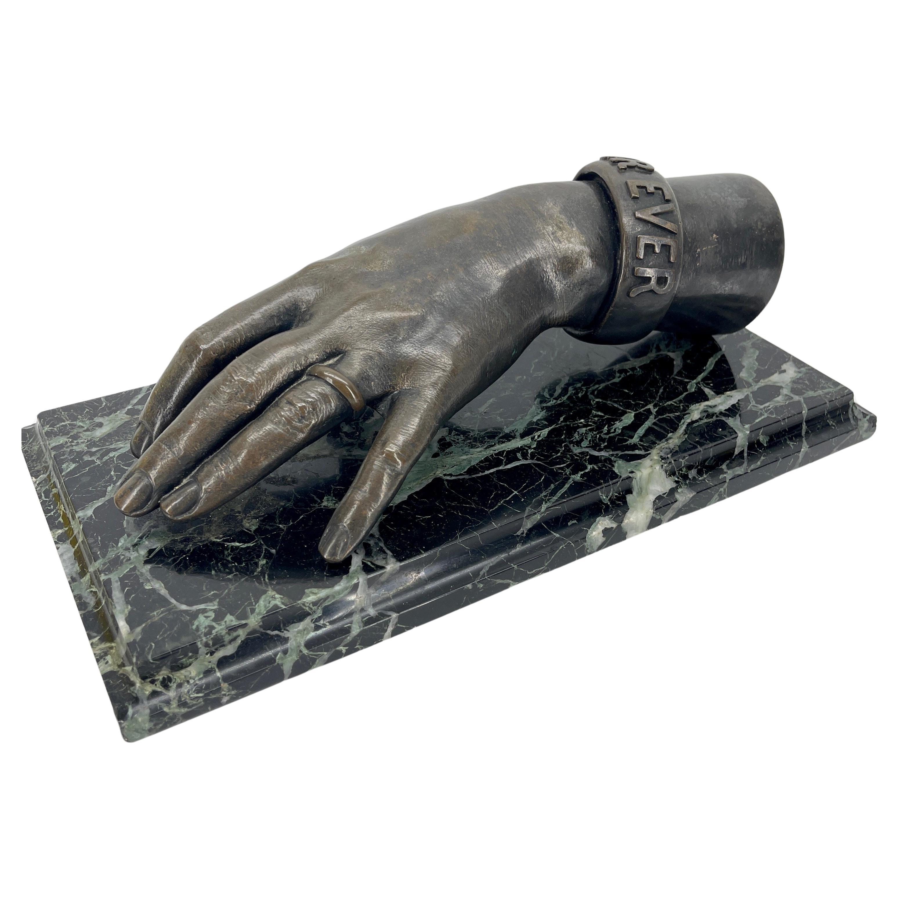 Mid-Century Bronze Sculpture of Female Hand on Black Marble For Sale at ...