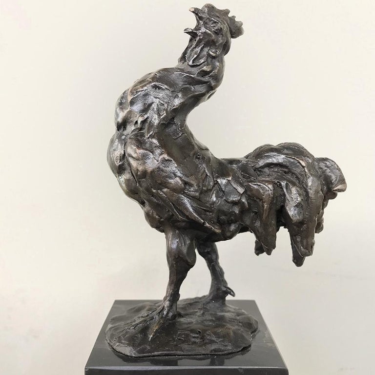 Midcentury Bronze Statue of Rooster For Sale at 1stDibs