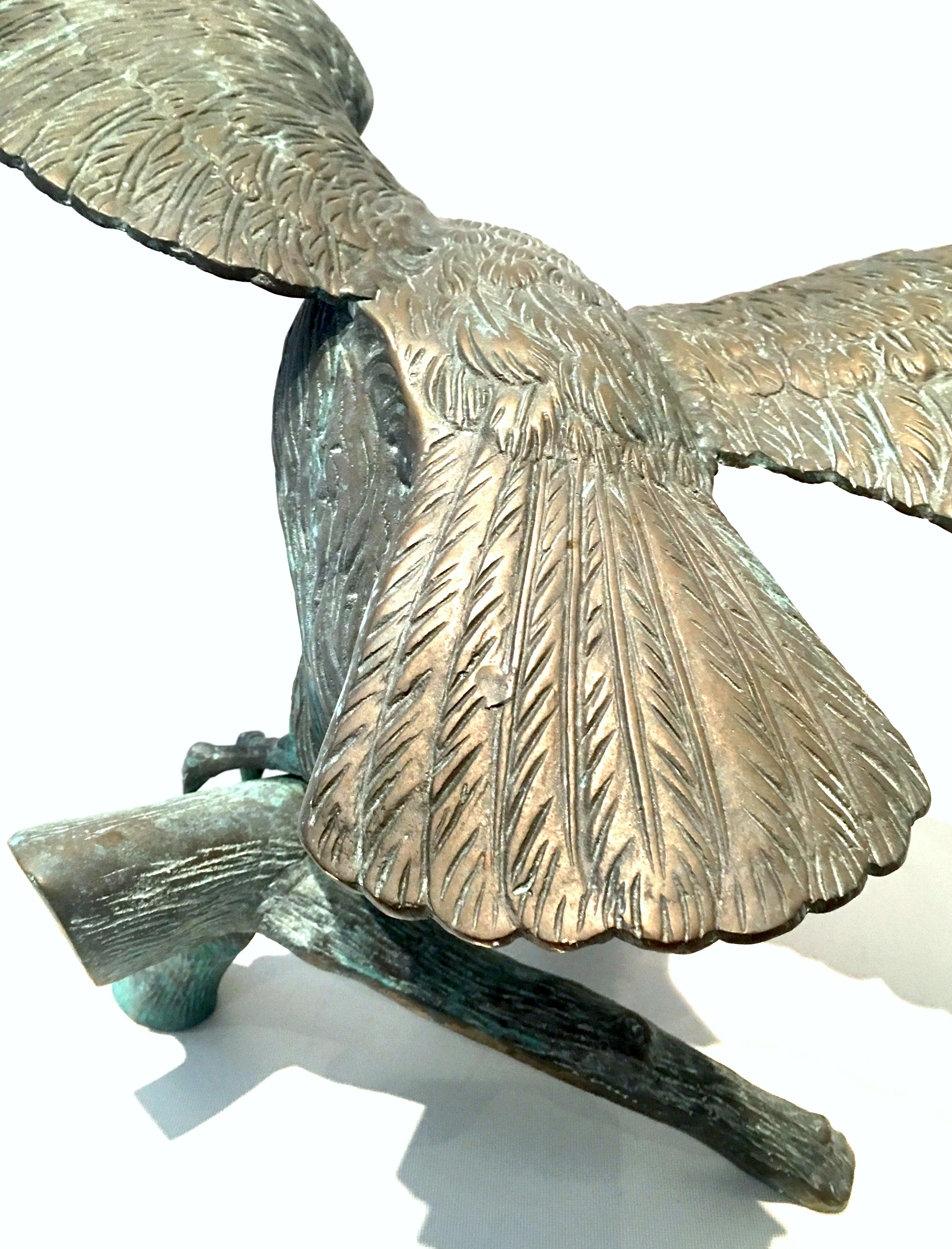 Mid-Century Bronze Verdigris Standing "In Flight" Eagle Sculpture at ...