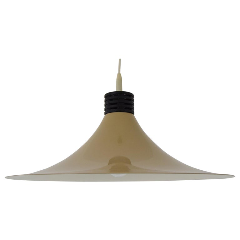 Midcentury Brown Lacquered Metal Pendant, circa 1980s For Sale at 1stDibs