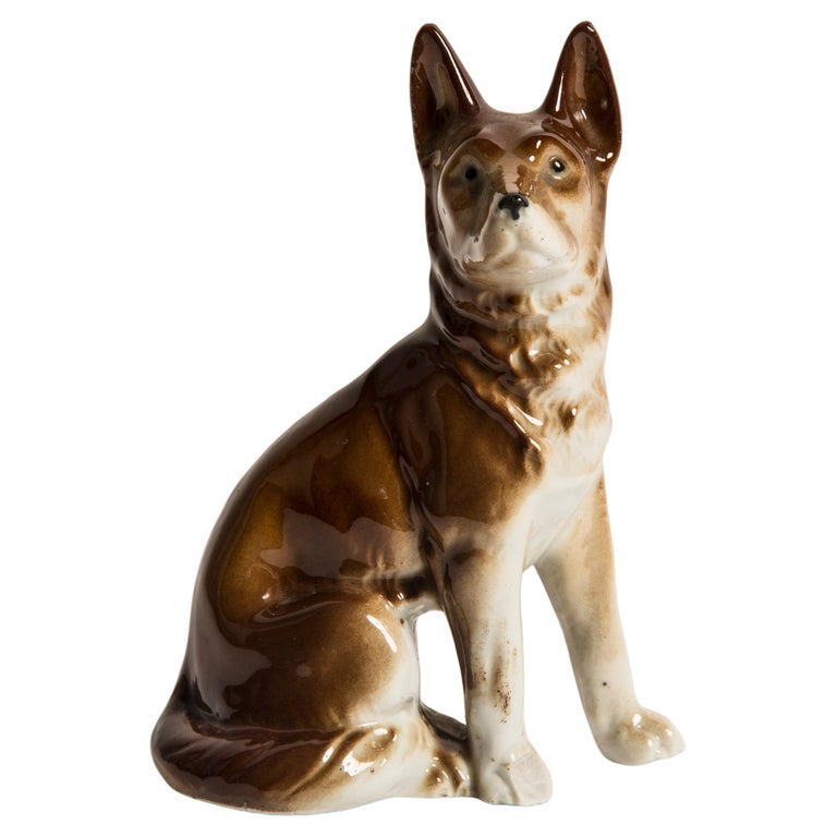 Midcentury Brown Shepherd Ceramic Dog Sculpture, Europe, 1960s For Sale ...