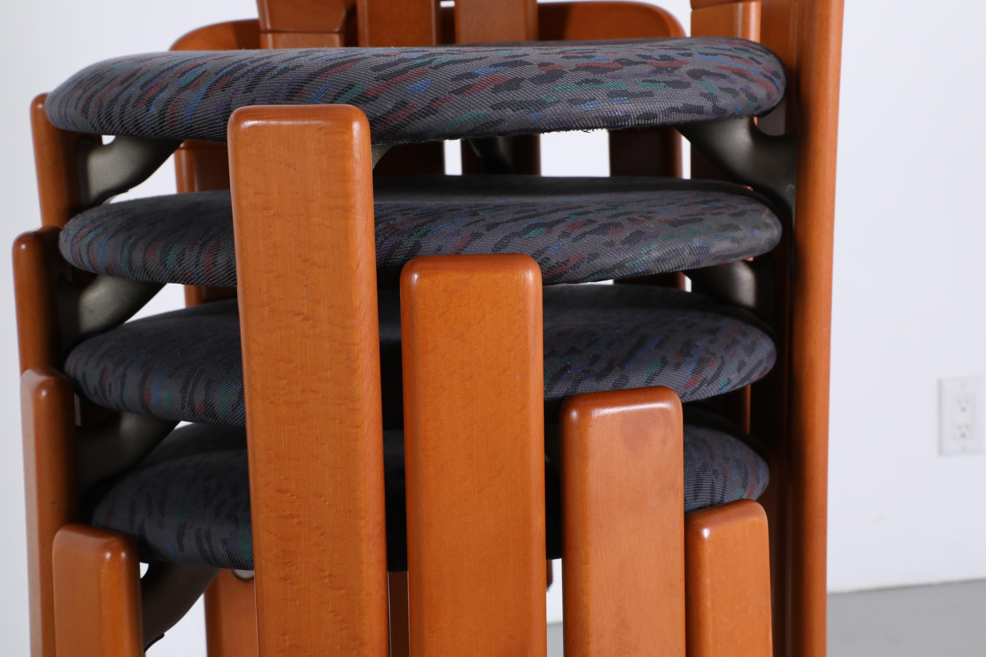 Mid-Century Bruno Rey Stackable Dining Chair, Cherry Stained Beech ...