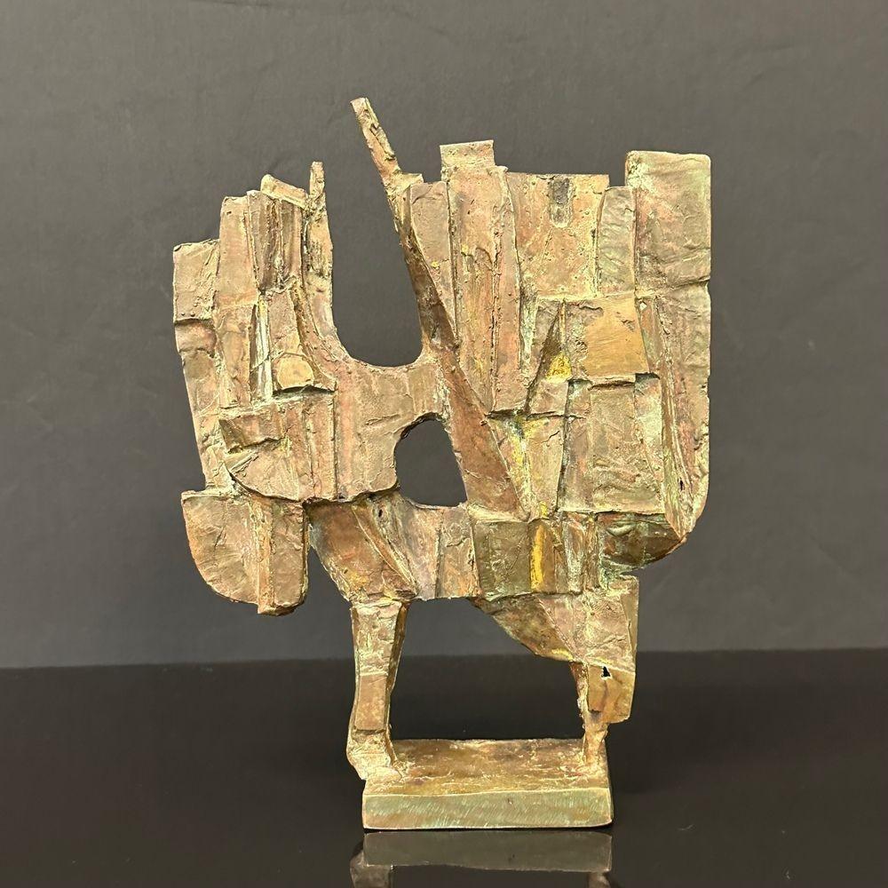 Midcentury Brutalist Abstract Sculpture, Patinated Bronze Decorative ...