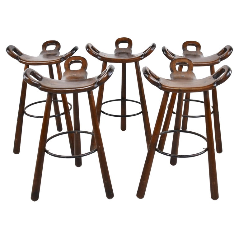 Mid-Century Brutalist Bar Stools Set of 5, 1960s at 1stDibs