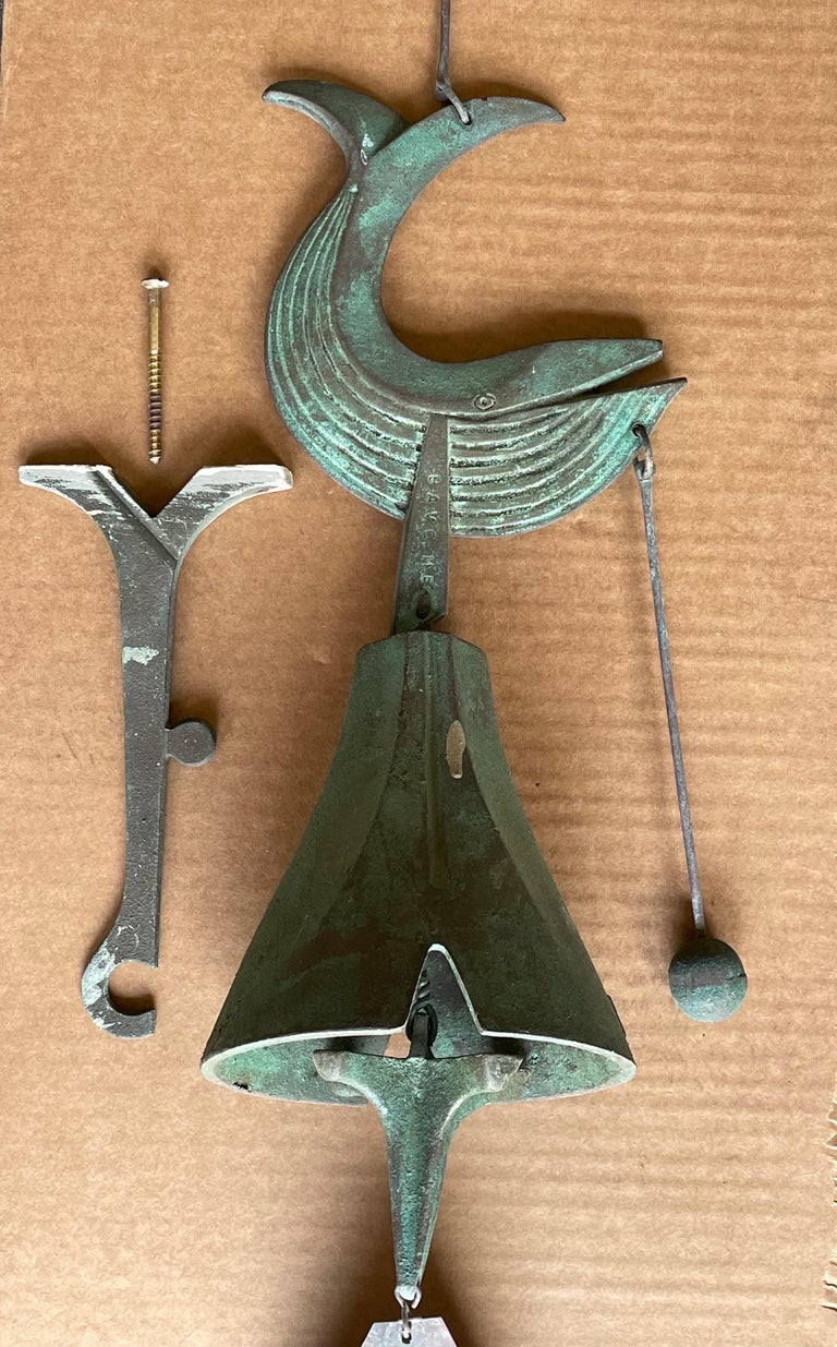 Midcentury Brutalist Bronze Wind Chime Bell "Save the Whale" by Paolo ...