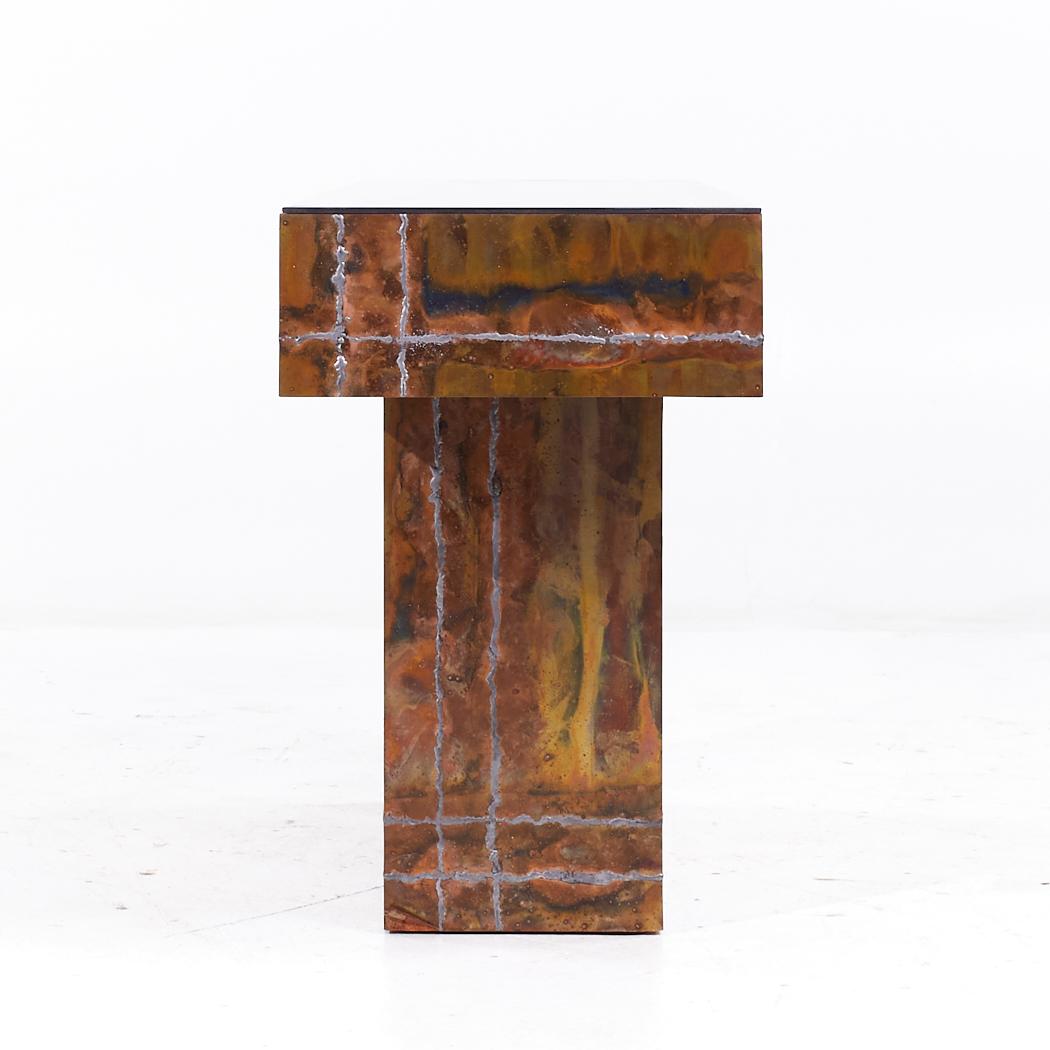 Mid Century Brutalist Copper Console Table For Sale at 1stDibs