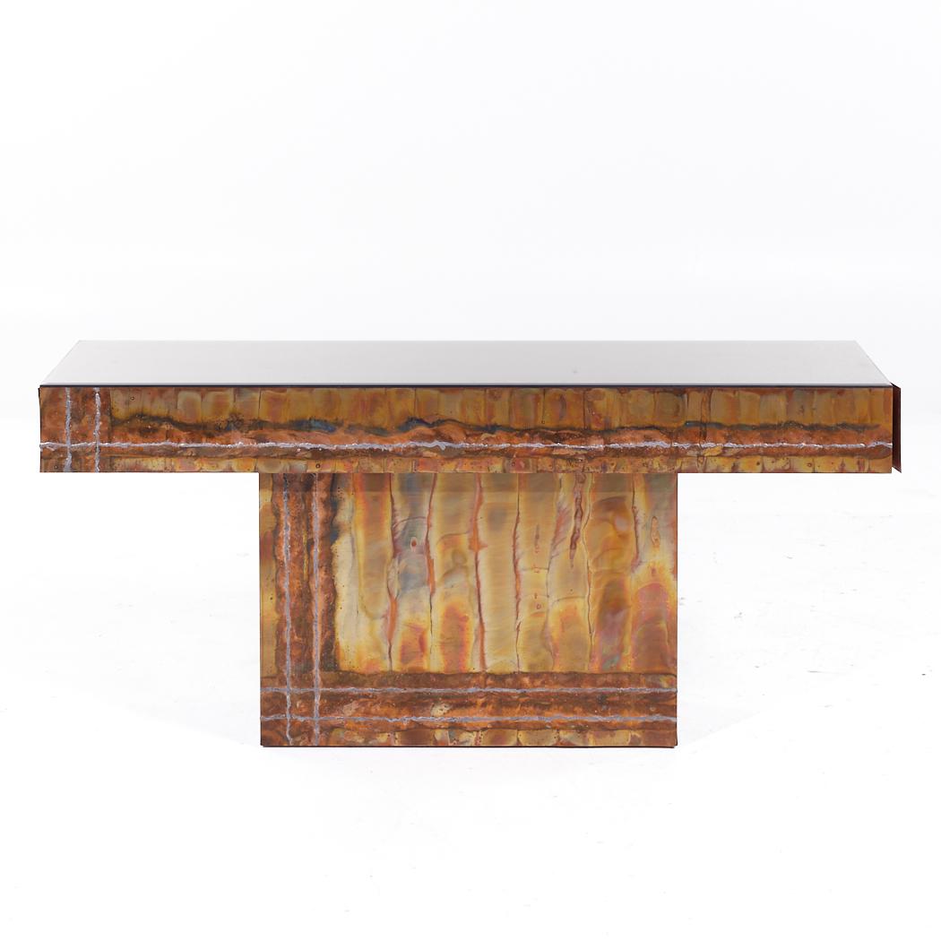Mid Century Brutalist Copper Console Table For Sale at 1stDibs