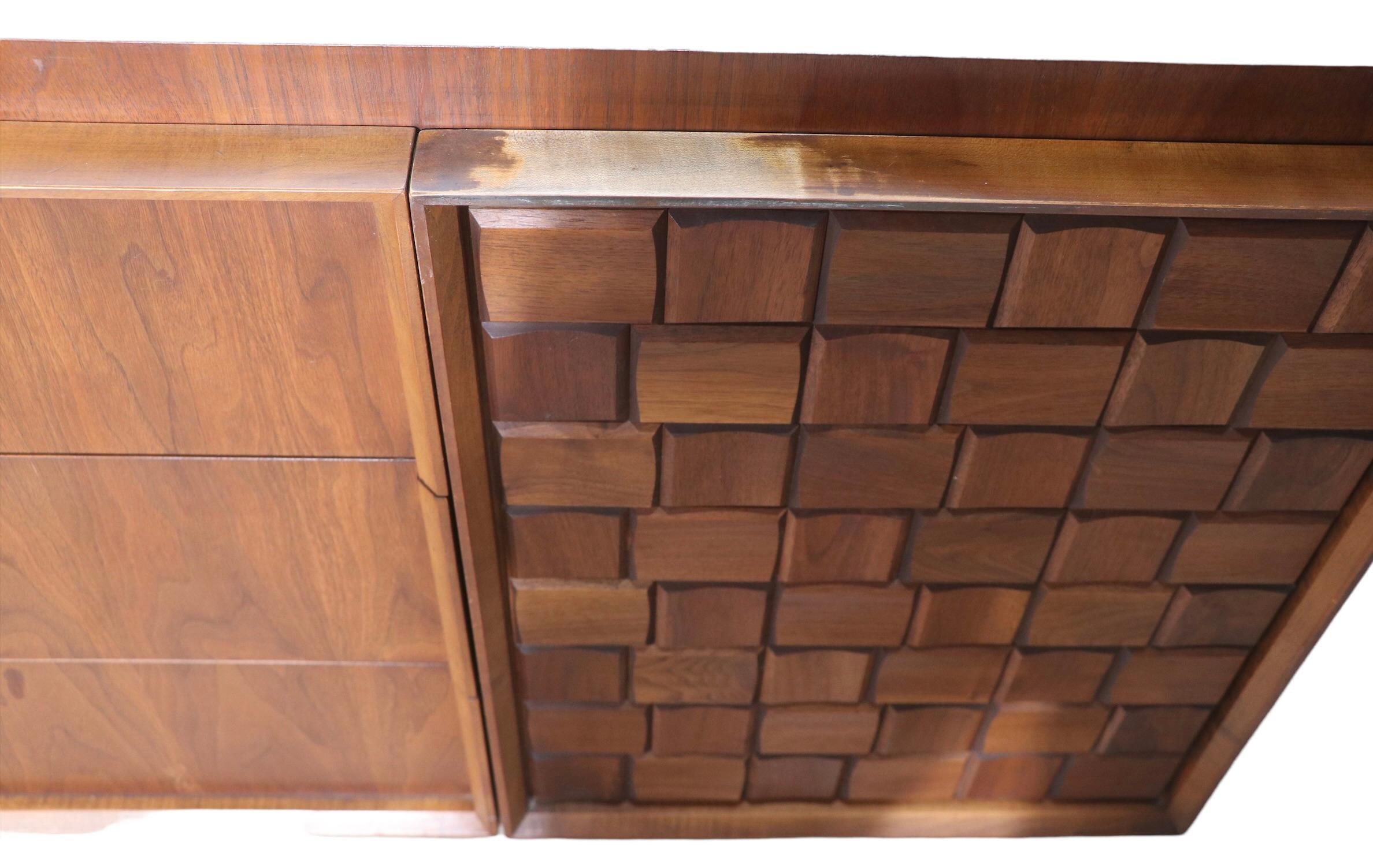 Mid-Century Brutalist Dresser with Dimensional Block Front Made in ...