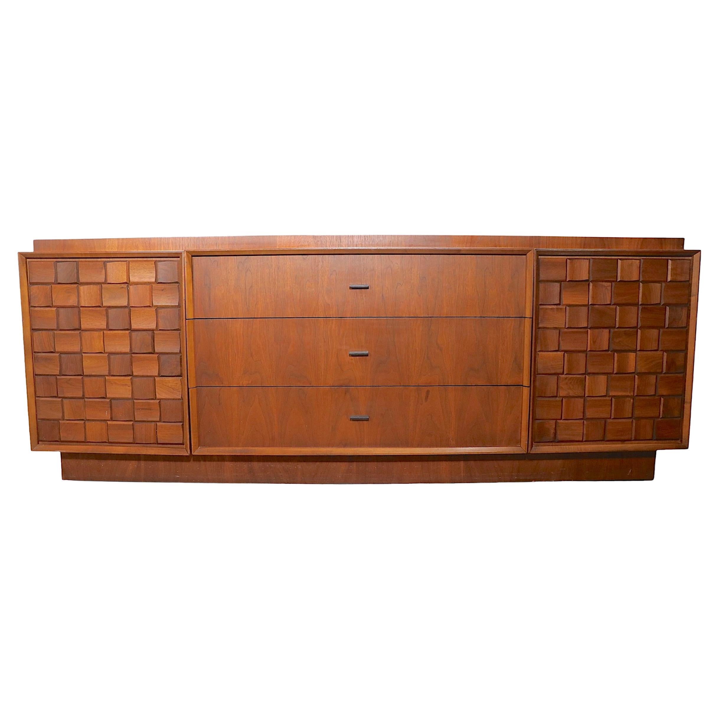 Mid-Century Brutalist Dresser with Dimensional Block Front Made in ...