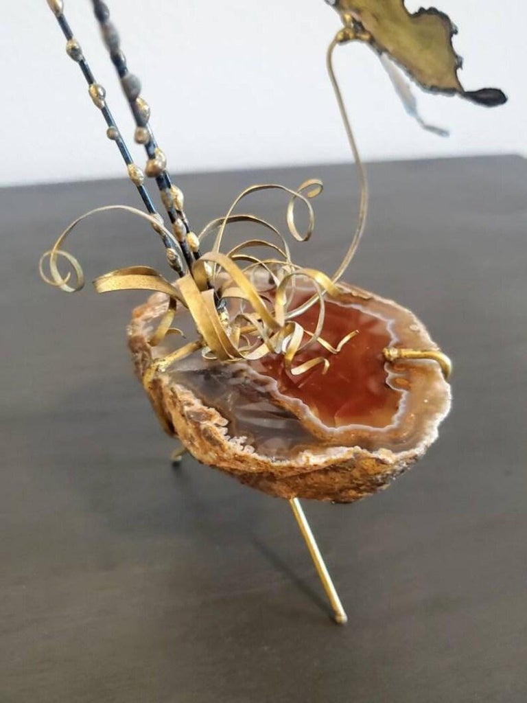 Mid-Century Brutalist Kinetic Butterfly Geode Sculpture For Sale at 1stDibs