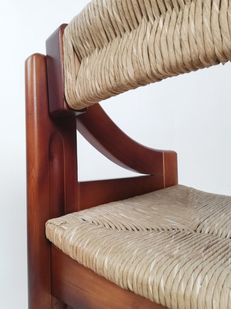 Mid-Century Brutalist Pine and Straw Chairs by Fratelli Montina, Italy ...