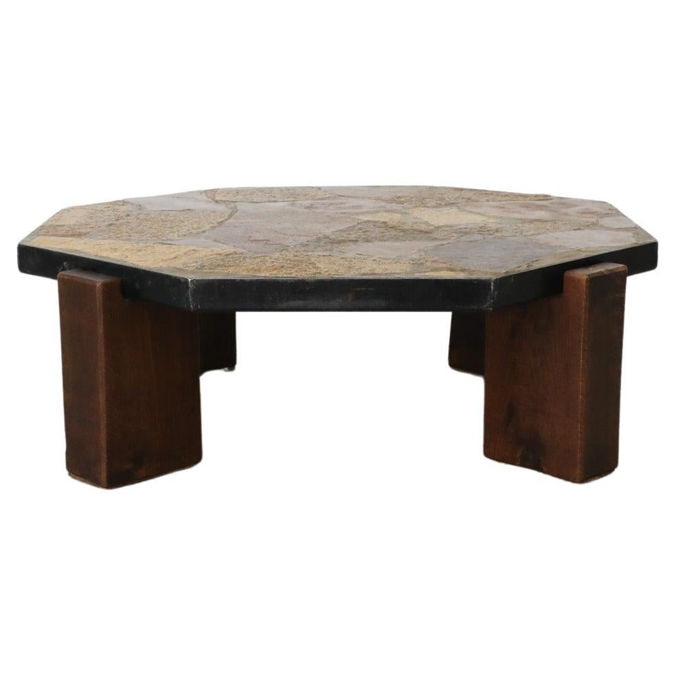 Mid-Century Brutalist Stone Hex Table For Sale at 1stDibs