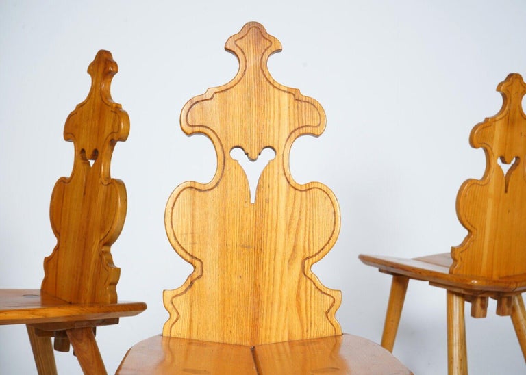 Midcentury Brutalist Style Design Tiroler Chair Set of 4 by Cepelia ...