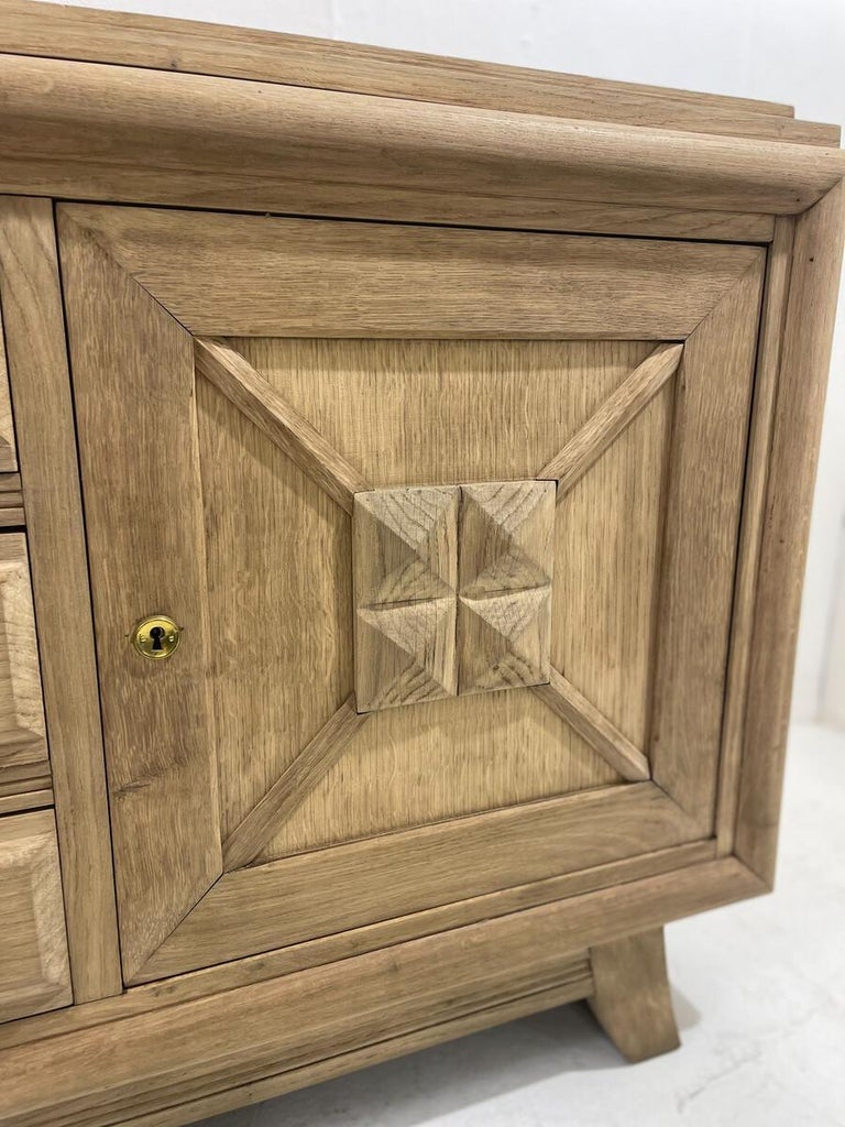 Mid-Century Brutalist Wooden Sideboard in Style of Charles Dudouyt For Sale at 1stDibs