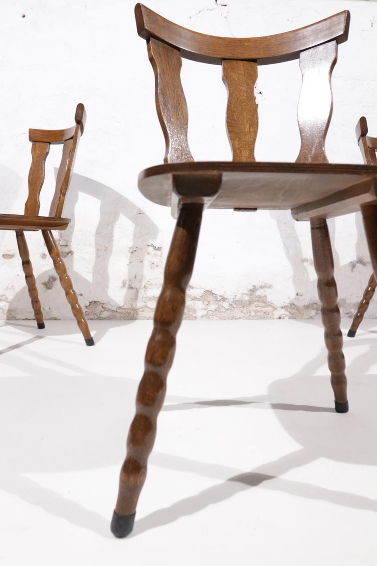 Mid-Century Brutlist Chairs Arch Cut-Outs Bobbin Legs For Sale at 1stDibs