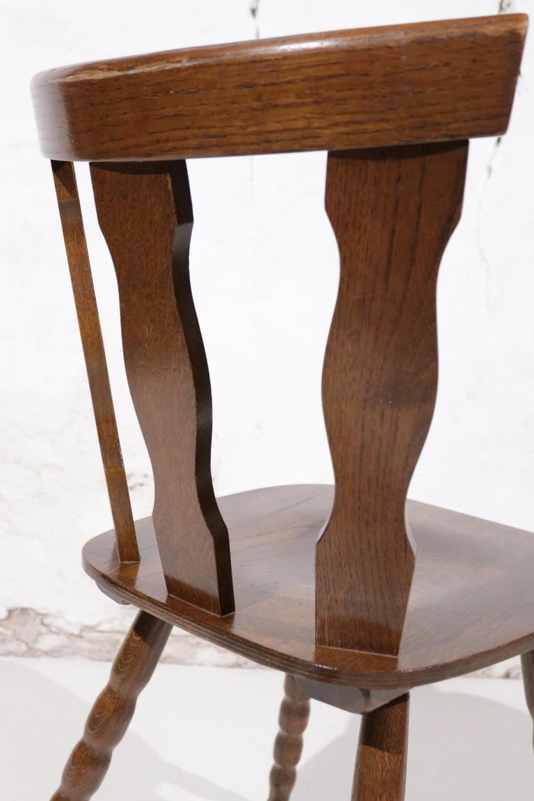 Mid-Century Brutlist Chairs Arch Cut-Outs Bobbin Legs For Sale at 1stDibs