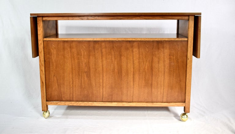 Mid-Century Buffet or Serving Table on Brass Casters For Sale at 1stDibs