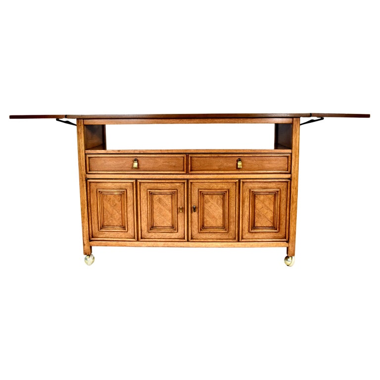 Mid-Century Buffet or Serving Table on Brass Casters For Sale at 1stDibs