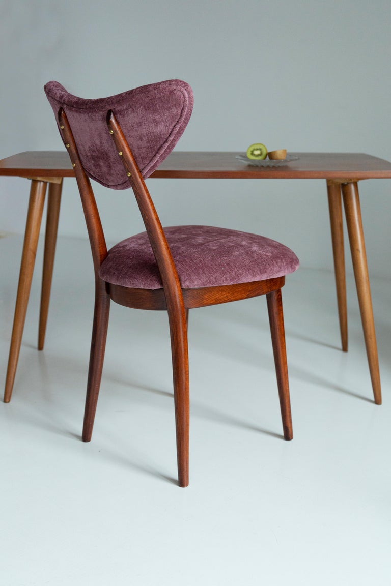 Midcentury Burgundy Pink Violet Velvet Heart Chair, Europe, 1960s For ...