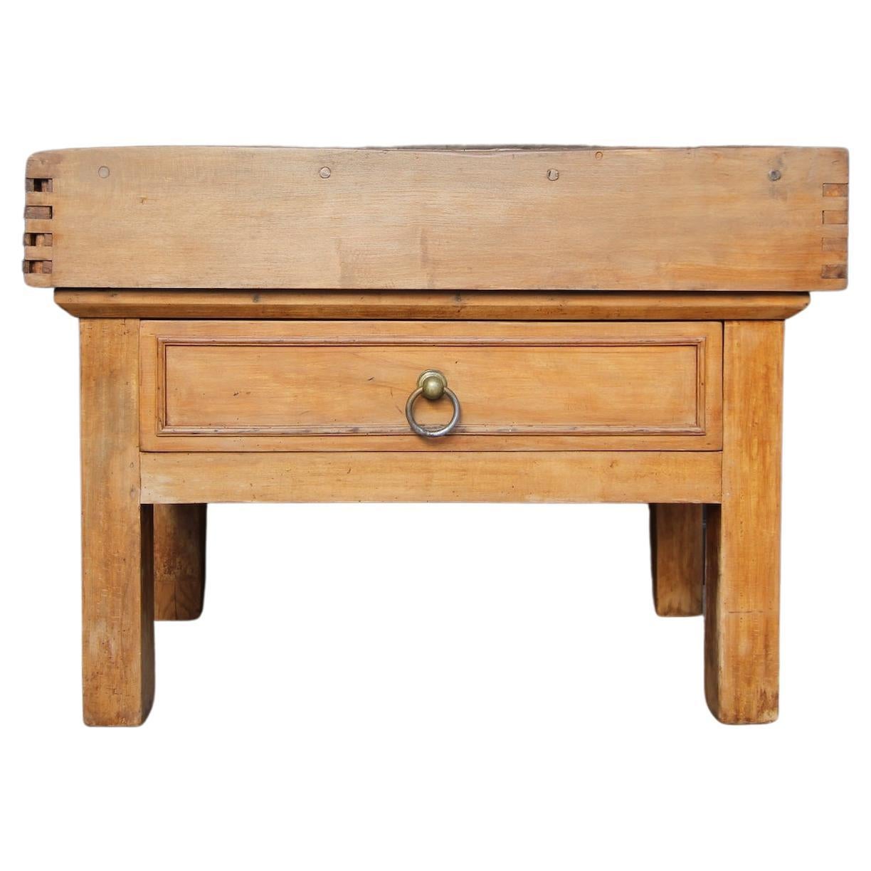 Rustic American Maple Butchers Block Table or Island at 1stDibs