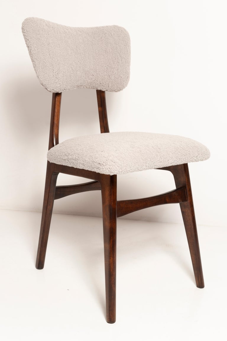Mid Century Butterfly Chair, Light Gray Boucle, Dark Walnut Wood ...